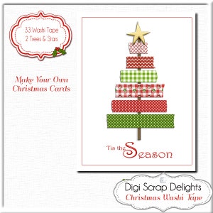 Christmas Washi Tape Clip Art: Red, Green Patterns (digital ...