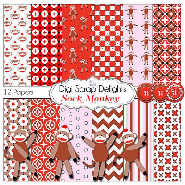 Sock Monkey Clip Art - Etsy