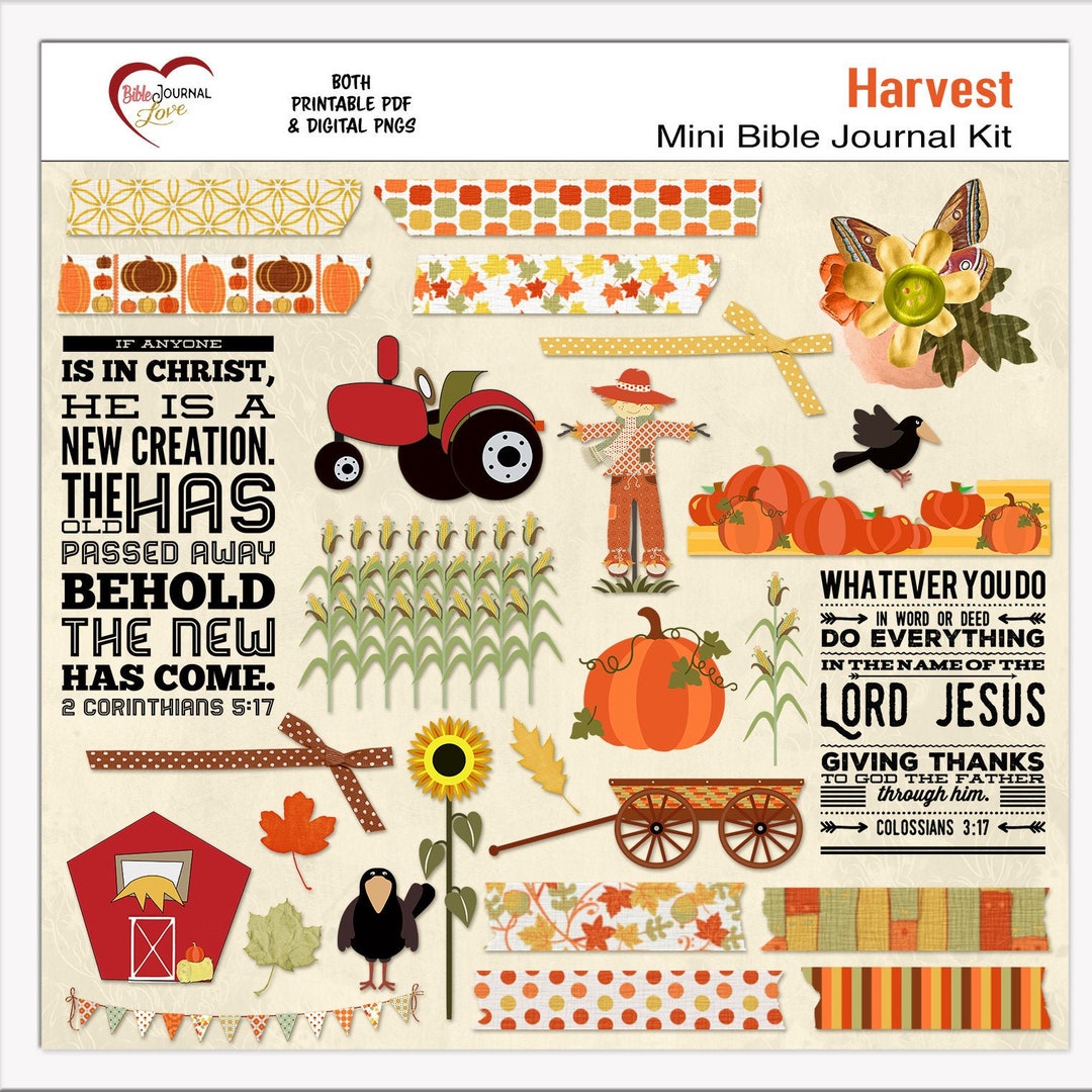 Harvest Mini Bible Journal Kit: Printable PDF and Digital Pngs, Bible ...