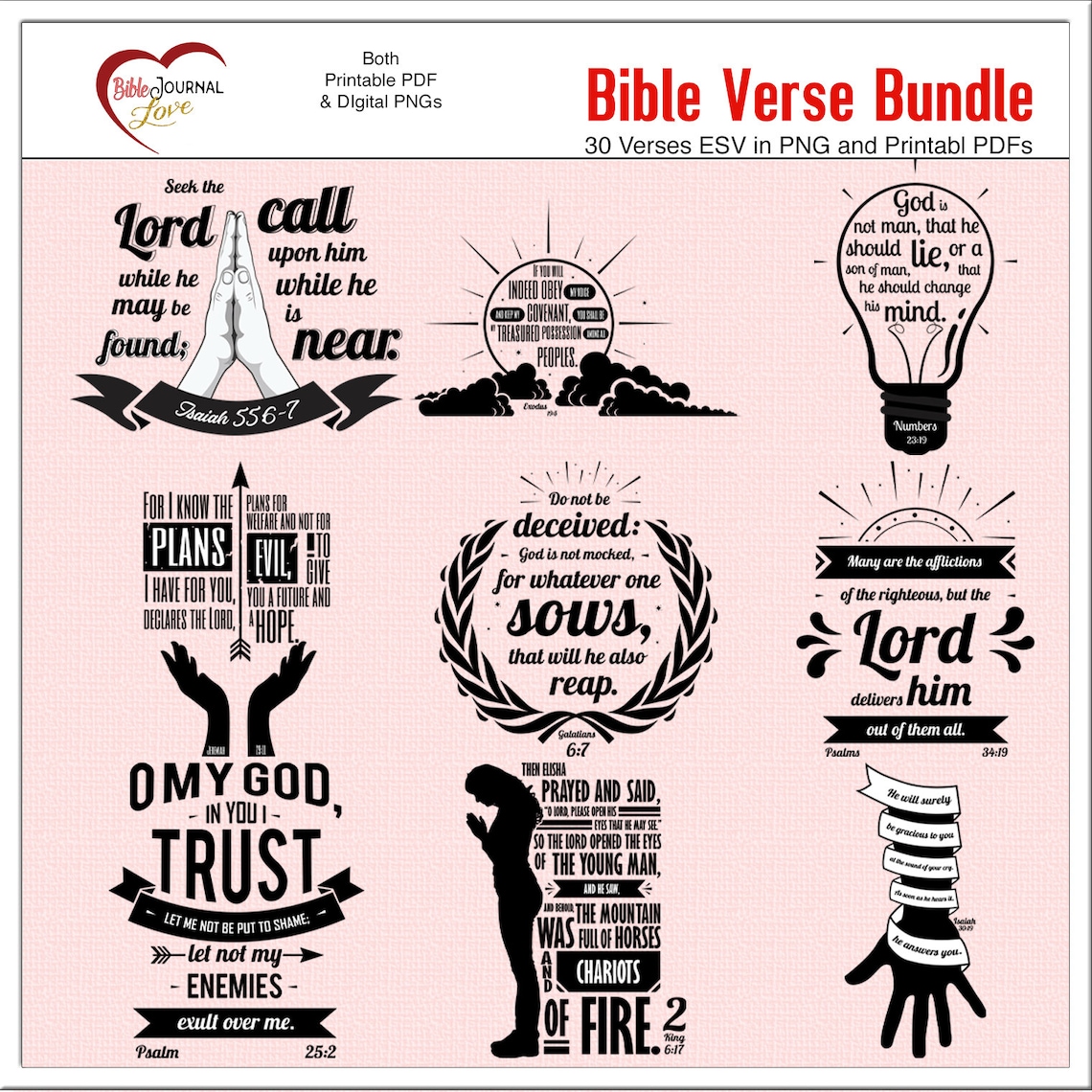 30 Bible Verse Bundle Life Principles Theme in Printable Pdfs - Etsy