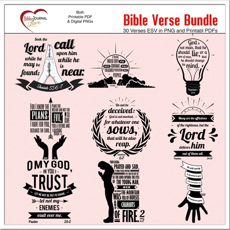 30 Bible Verse Bundle: Life Principles, PNG, SVG, PDF (digital) - Etsy
