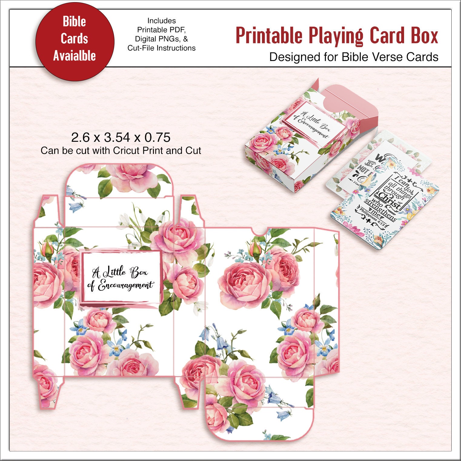 Printable Floral Playing Card Box Template Includes: Pdfs and - Etsy Canada