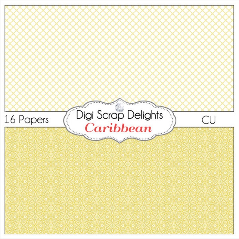 Caribbean Digital Scrapbook Paper in Tropical Red, Coral, Sand and ...