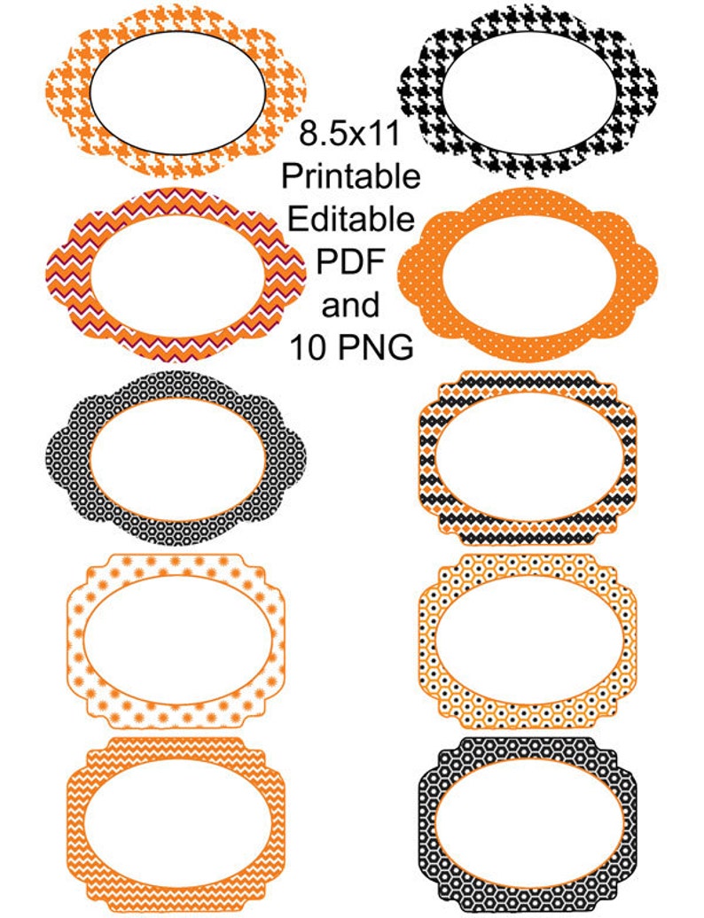 Fall Black Orange Labels Houndstooth Chevron Fall / | Etsy