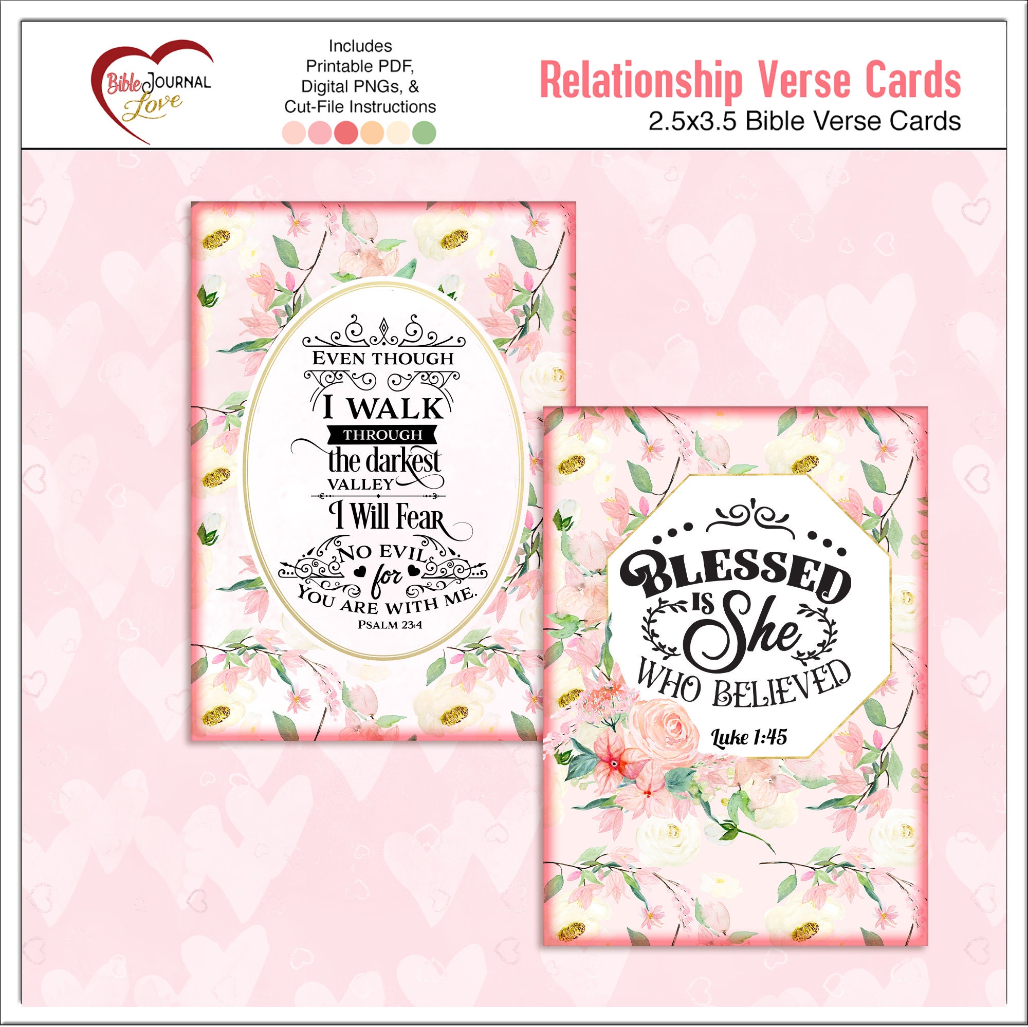 12 Bible Verse Watercolor Floral Cards for Bible Journaling | Etsy