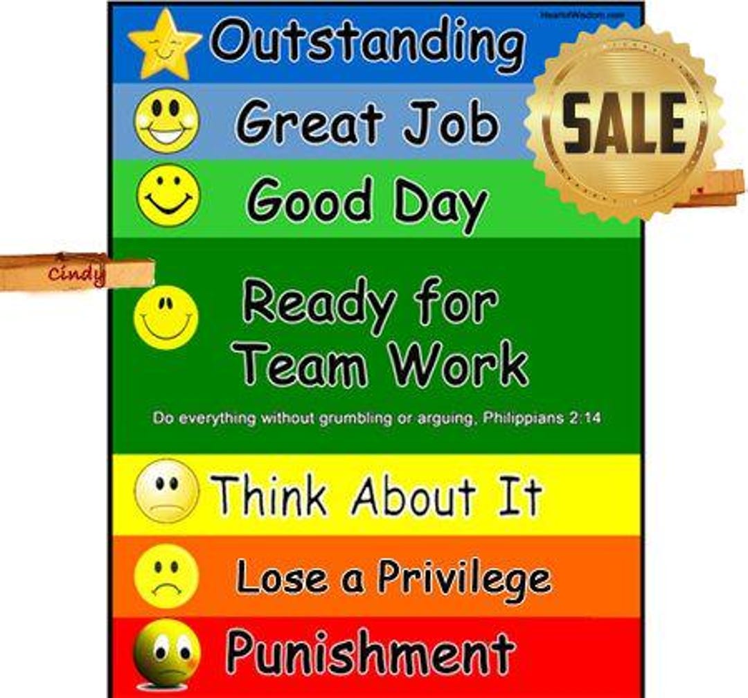Printable Behavior Chart for Home. Use With Clothes Pins. Parent ...