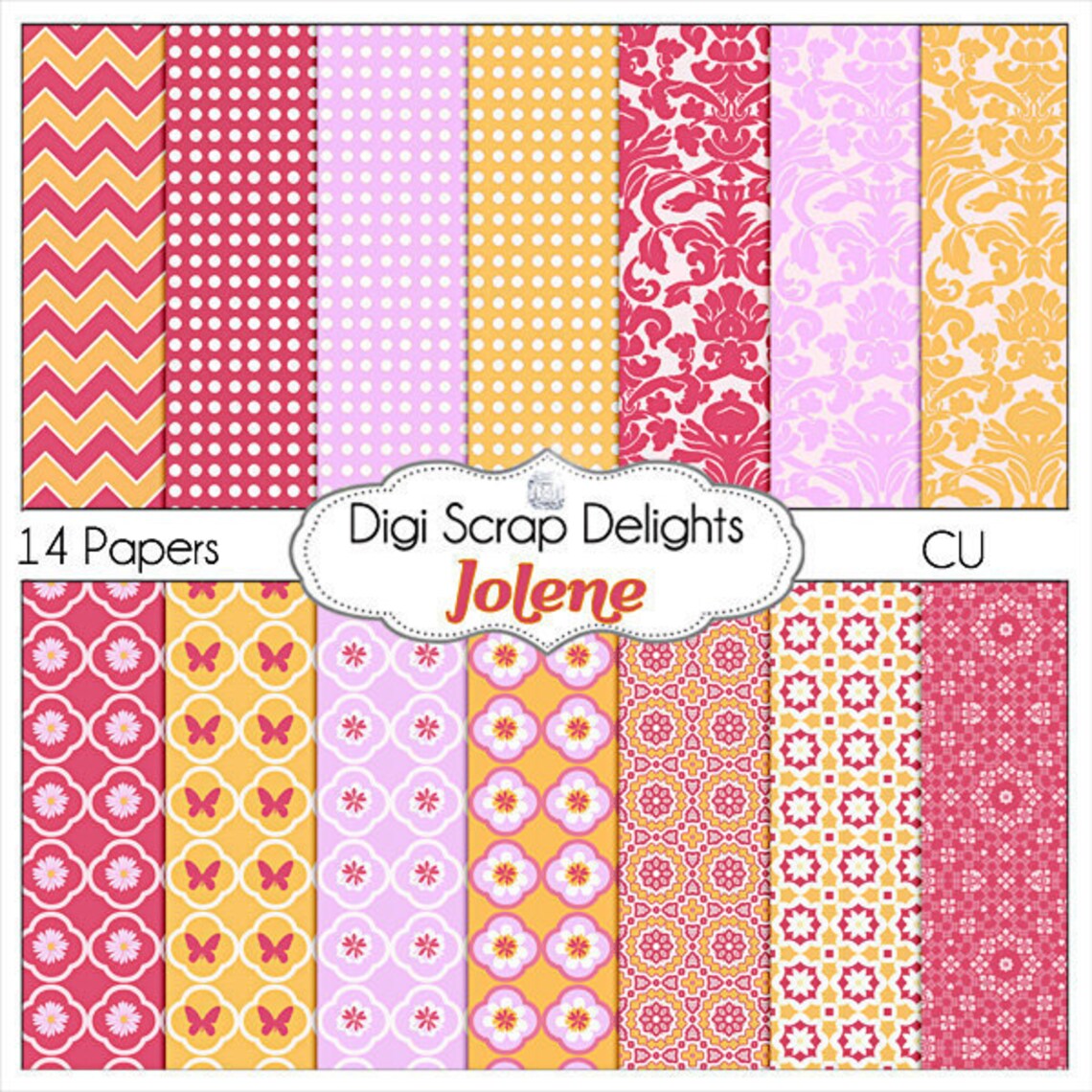 Digital Scrapbooking: Jolene Digital Scrapbook Paper (orange, Pink ...
