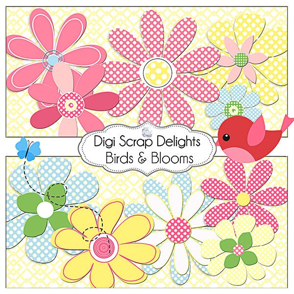 Birds N Blooms Scrapbook Kit for Digital Scrapbooking Card - Etsy
