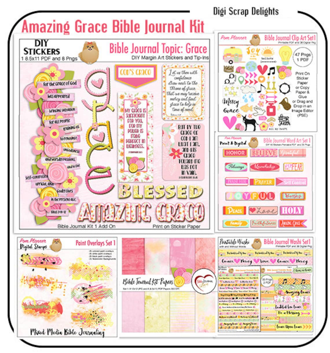 Bible Journal Kit Amazing Grace set 1 BOTH Printable & - Etsy
