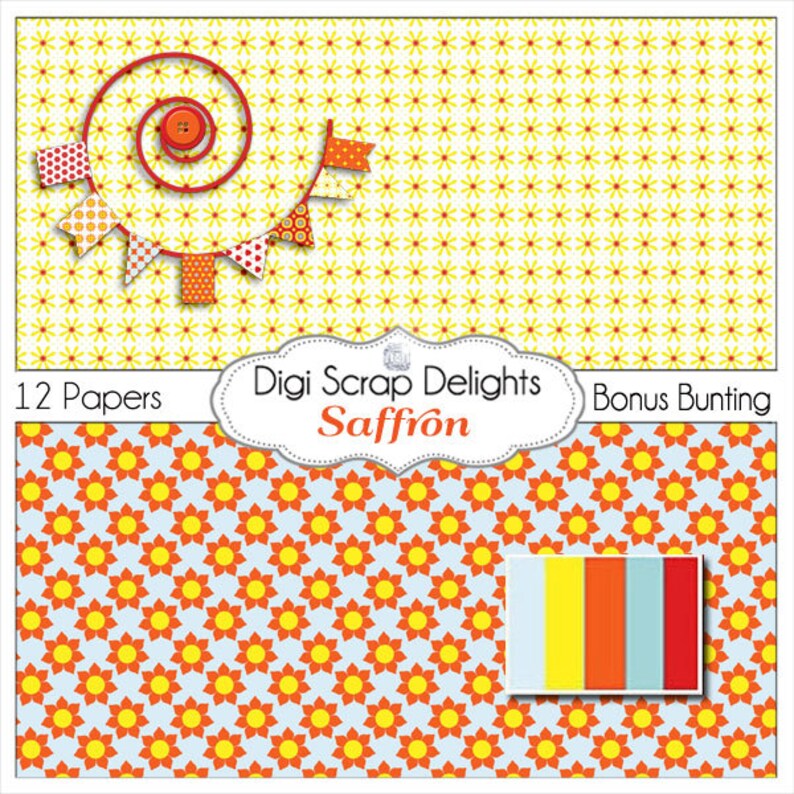SALE 1.75 Saffron Scrapbook Paper Yellow Red & Orange for - Etsy