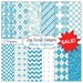 Blue Glitter Digital Scrapbook Papers in Blue, Instant Download for ...
