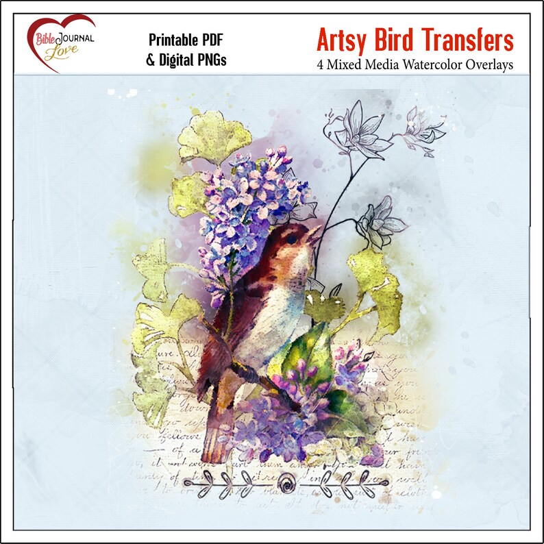 Artsy Bird Transfer. Blendables Set 10 Birds Flowers Herbs - Etsy