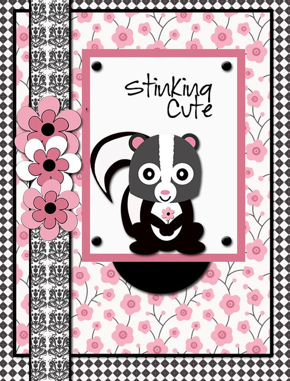 Paper, Party & Kids Card Making SALE 1.75 Pink and Black Stinking Cute ...