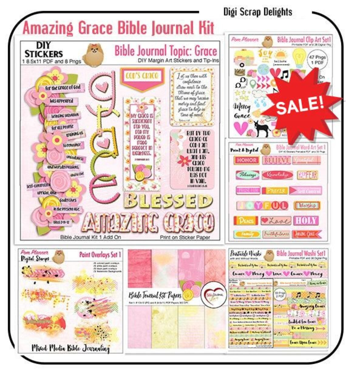 Bible Journal Kit Amazing Grace set 1 BOTH Printable & | Etsy