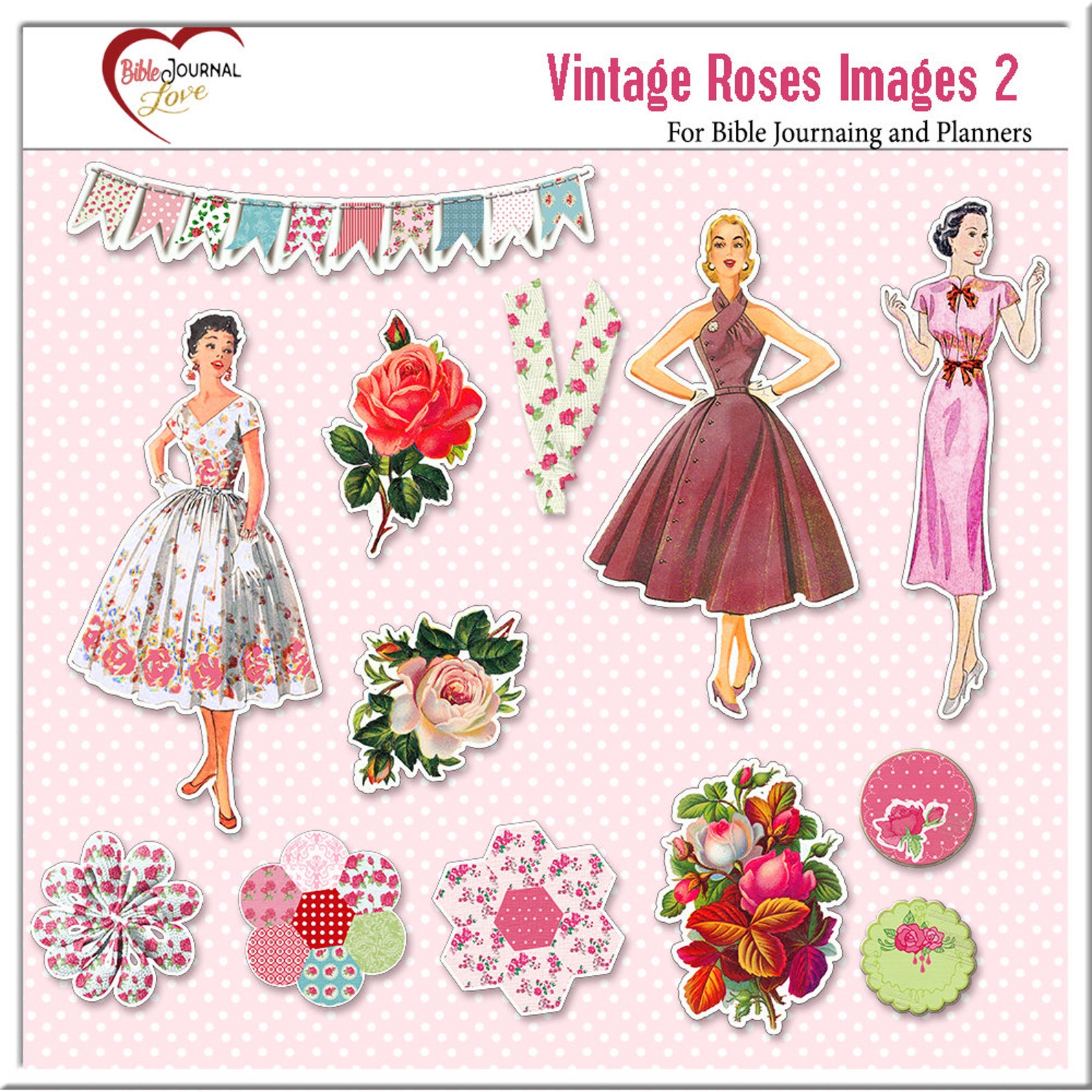 Retro Vintage Rose Bible Journal Kit In With Vintage Retro Etsy