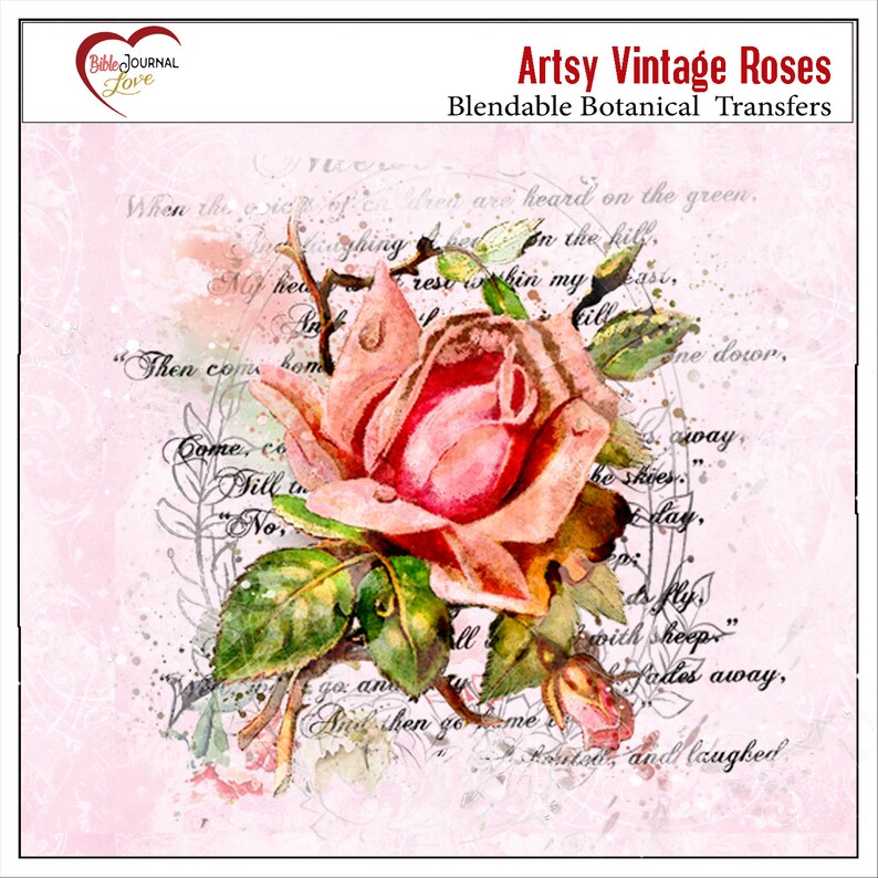 Artsy Vintage Roses Botanical Blendables Transfers Clusters - Etsy