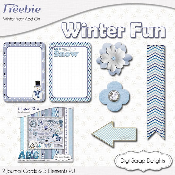 Digital Scrapbook Kit Freezing Winter Snowman Labels and Tags,Elements ...