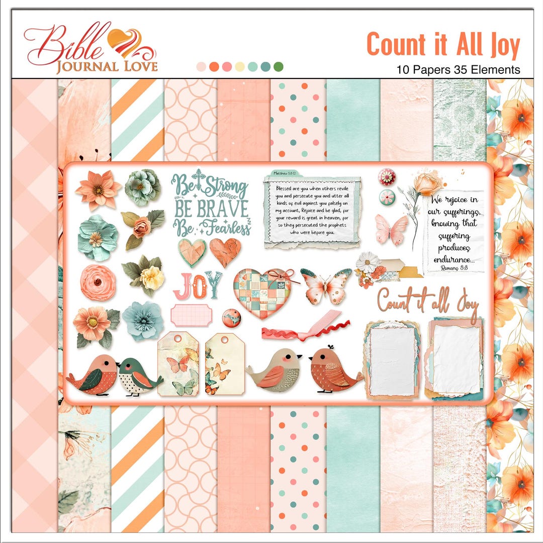 Count It All Joy Bible Journaling Kit: Pastel Papers & Faith Elements ...