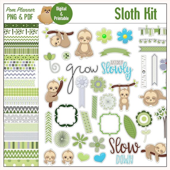 Sloth Bible Journaling Kit Printables and Digital Kits: Art | Etsy