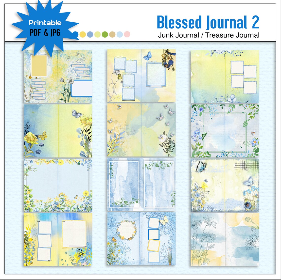 Blessed Treasure Journal 2 Watercolor Floral 12 Pdfs or 24 - Etsy