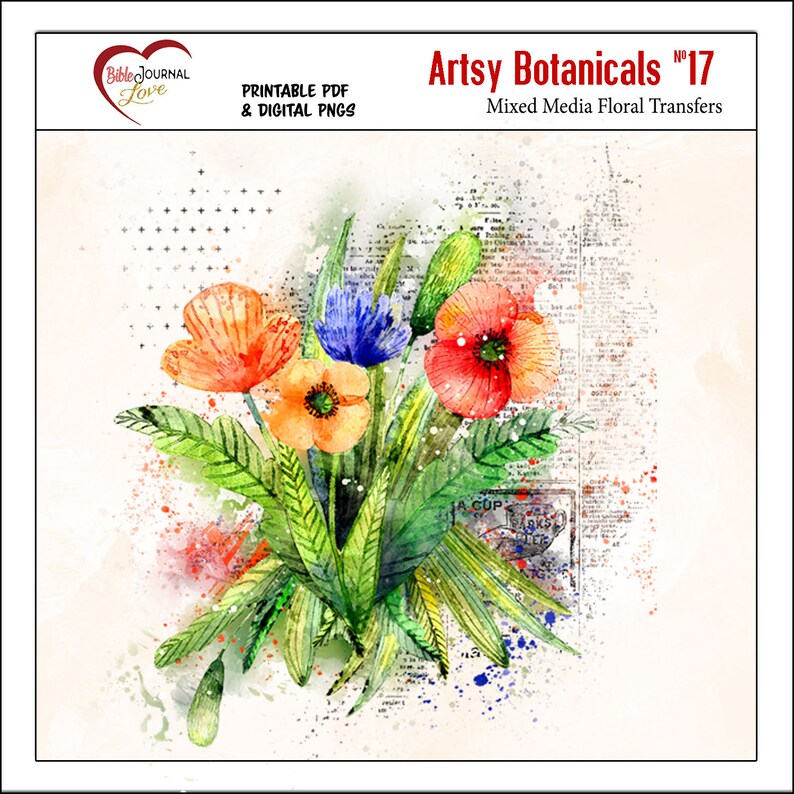 Artsy Wildflowers Botanical Transfers Set 17 Blendables Mixed - Etsy