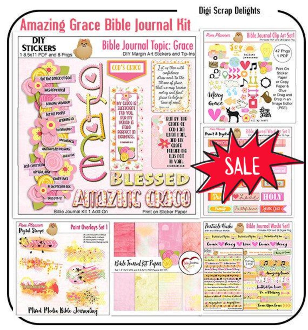 Bible Journal Kit Amazing Grace (set 1) BOTH Printable & Digital Kits ...