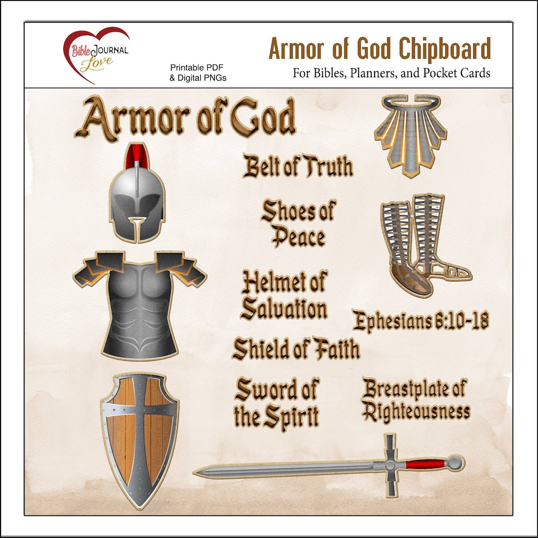Armor of God Chipboard Elements: Bible Journal Kit (printable & Digital ...