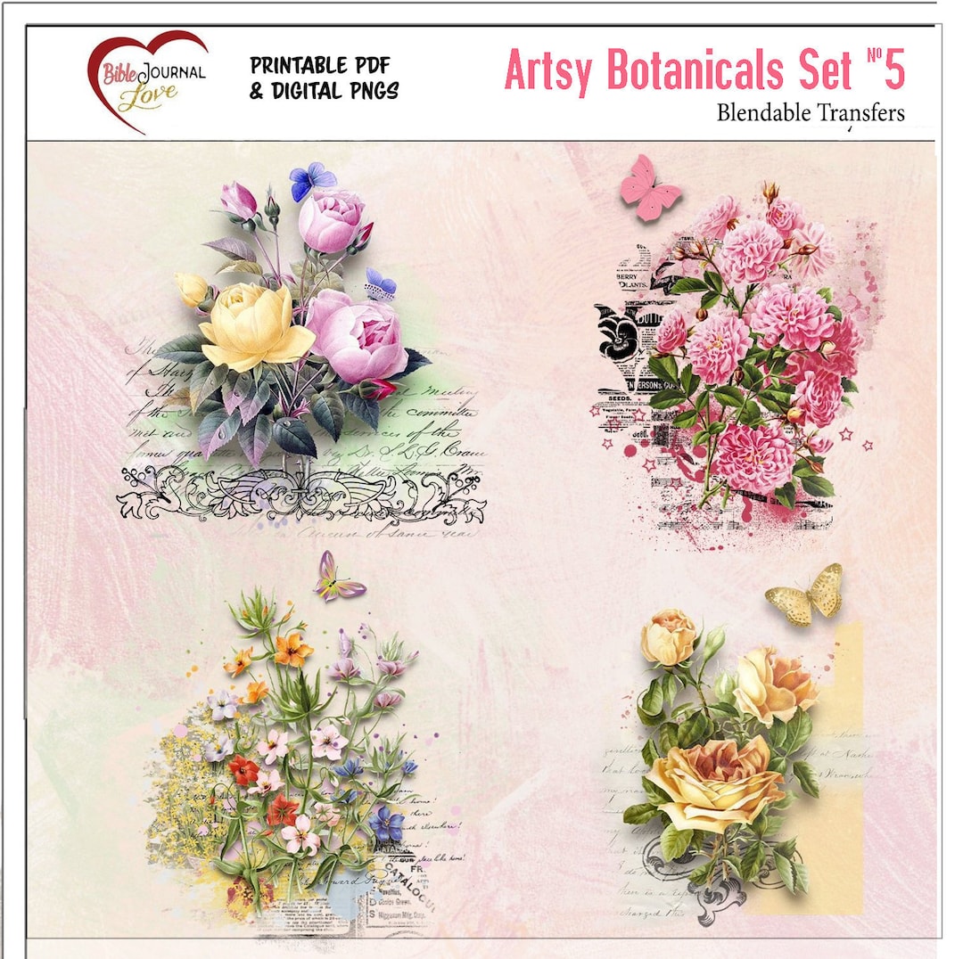 Botanical Blendables Artsy Transfers Set 5 - Flowers, Herbs, Paint ...