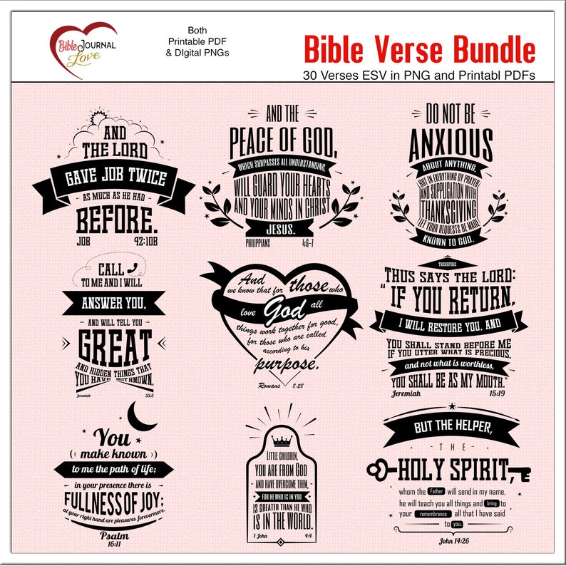 30 Bible Verse Bundle Life Principles Theme in Printable Pdfs - Etsy