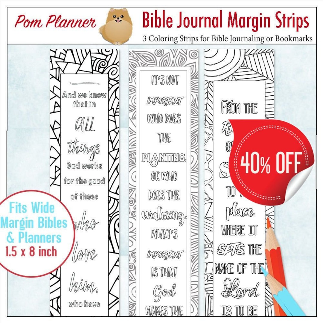Printable Coloring Bible Journaling Margin Strips Zentangle for Wide ...