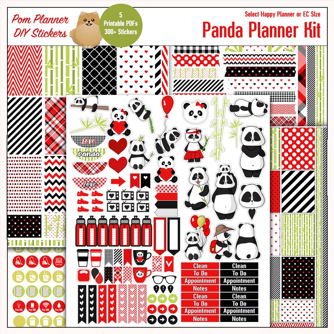 Planner Kit! Panda Printable Planner Kit Happy Planner Size 1.5x2.5 ...