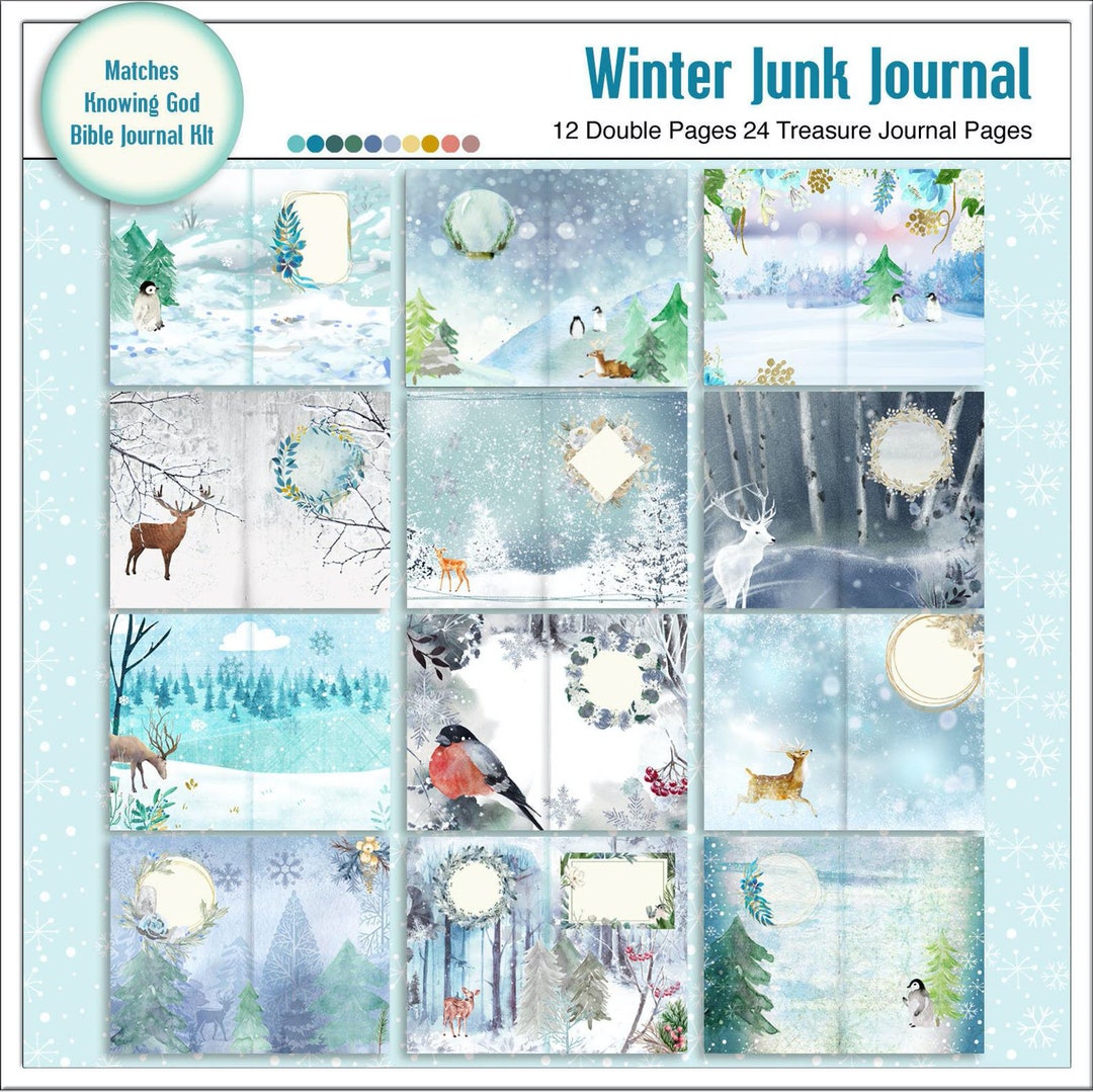 Winter Junk Journal: Snow Scenes, Deer & Penguins (printable PDF) - Etsy