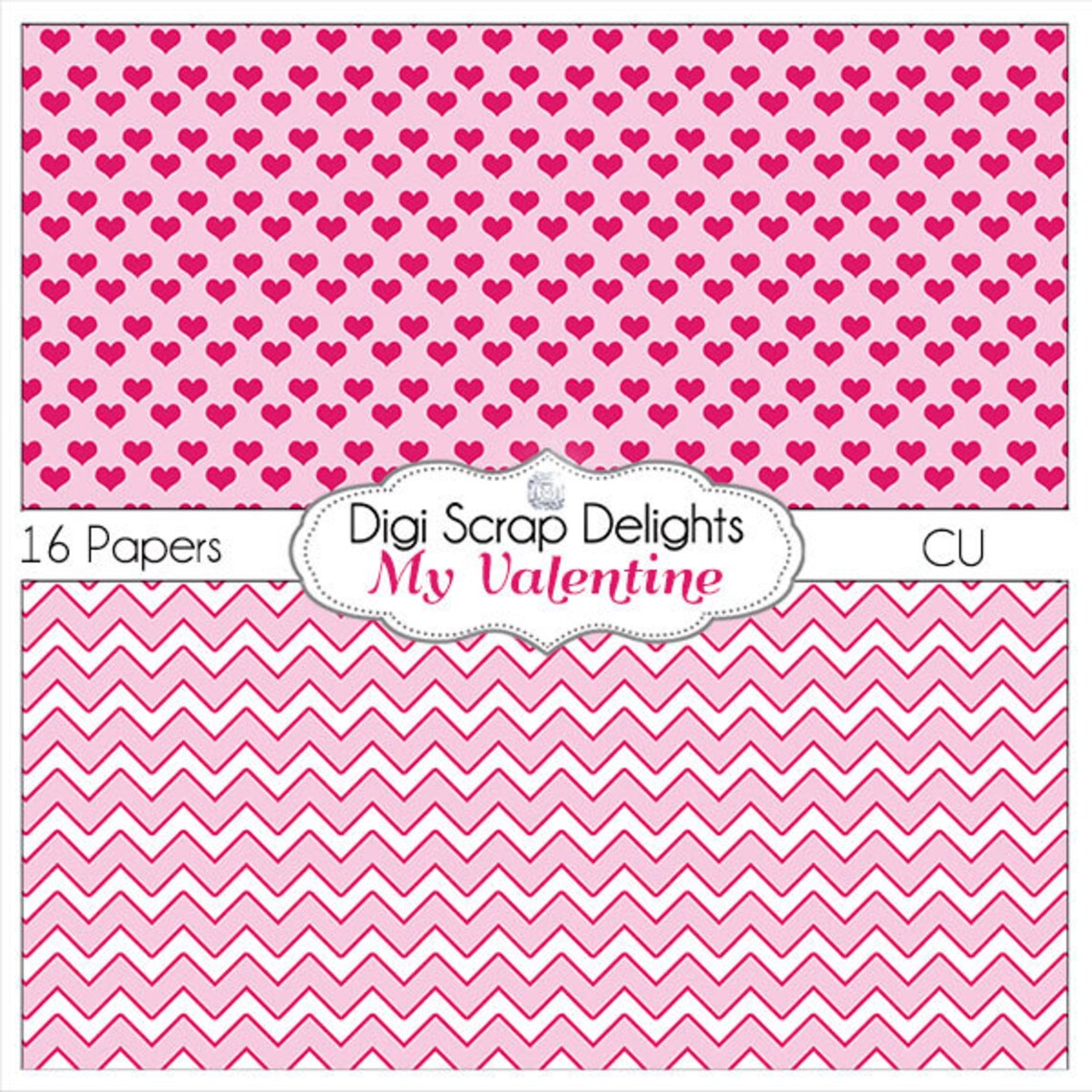 Valentine Papers for Digital Scrapbooking Crafts Cards Pink | Etsy