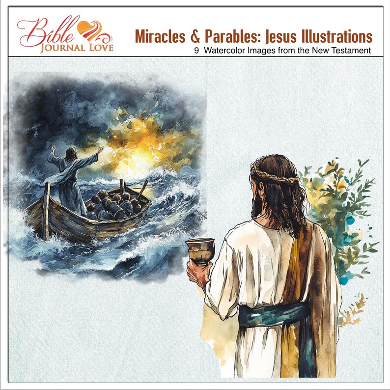Watercolor Bible Illustrations: Miracles & Parables of Jesus (digital ...