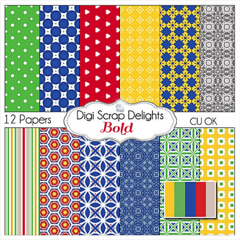 Bold Primary Colorsscrapbook Paper in Red Yellow Blue Green - Etsy