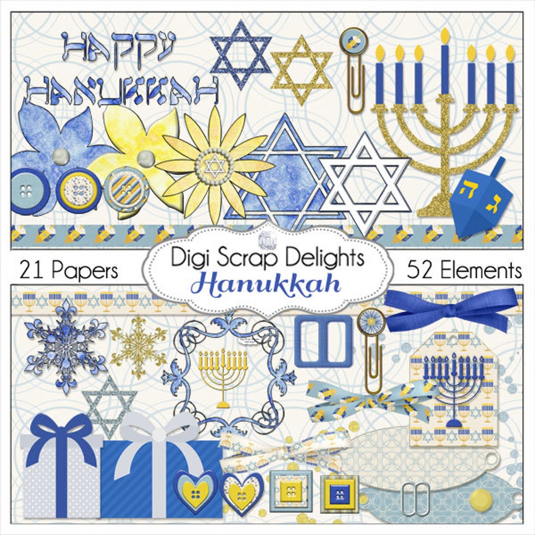 Hanukkah Clip Art Scrapbook Papers Digital Scrapbook Kit in - Etsy UK