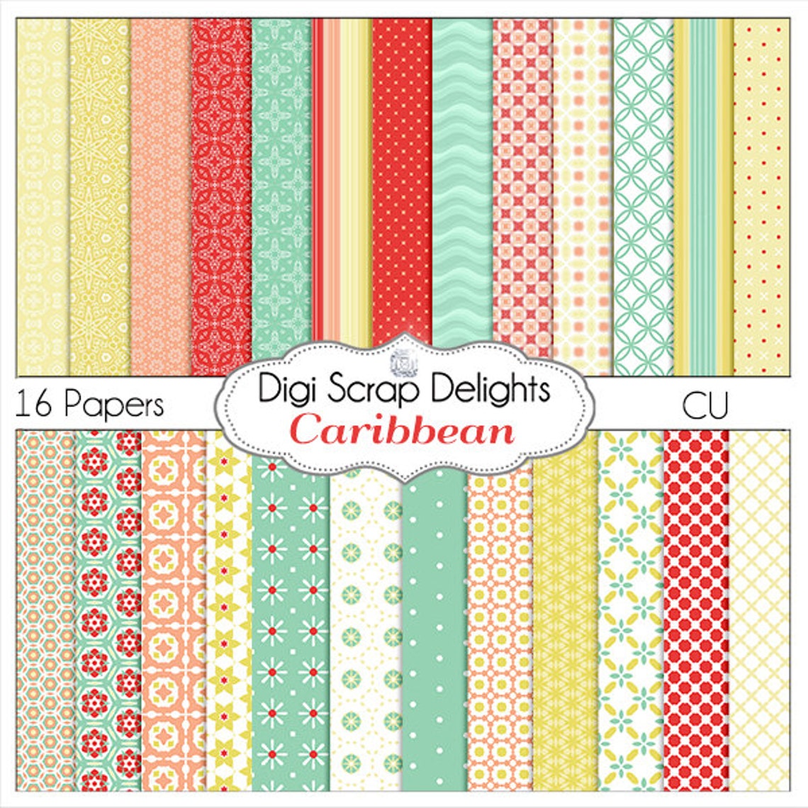 Caribbean Digital Scrapbook Paper in Tropical Red Coral Sand - Etsy