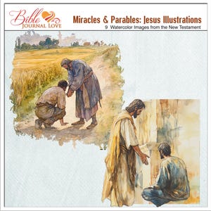 Watercolor Bible Illustrations: Miracles & Parables of Jesus (digital ...