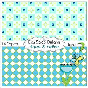 Aqua Green Digital Papers for Digital Scrapbooking, Card Making, Crafts ...