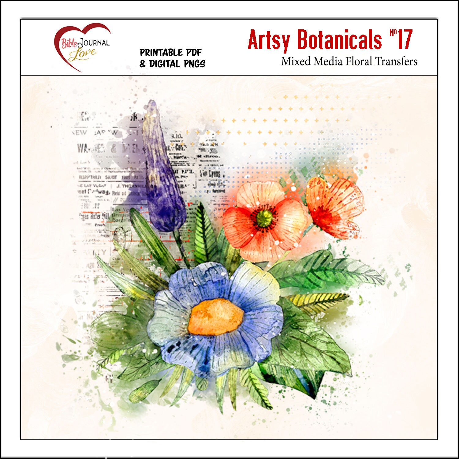 Artsy Wildflowers Botanical Transfers Set 17 Blendables | Etsy