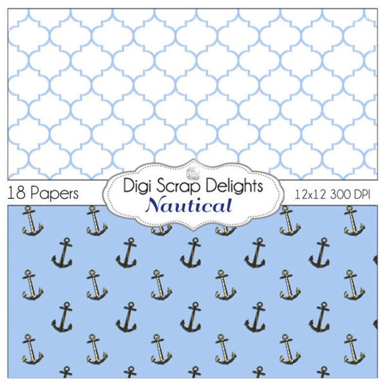 SALE 1.75 Nautical Digital Papers Red White Blue Sailboats - Etsy