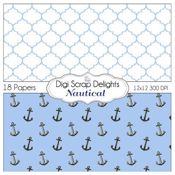 SALE 1.75 Nautical Digital Papers Red White Blue | Etsy