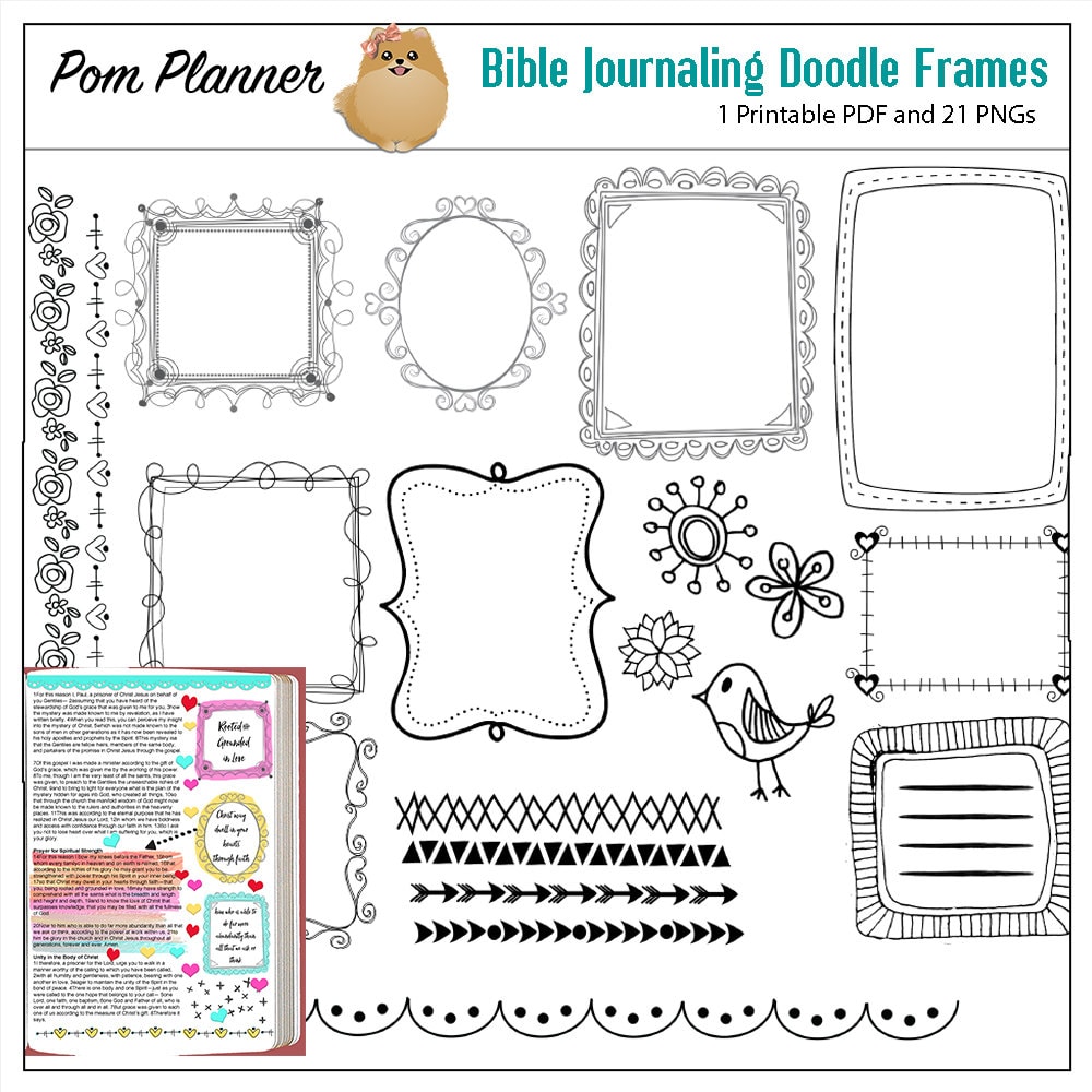 Doodle Frames and borders for Bible Journaling & Planners. | Etsy