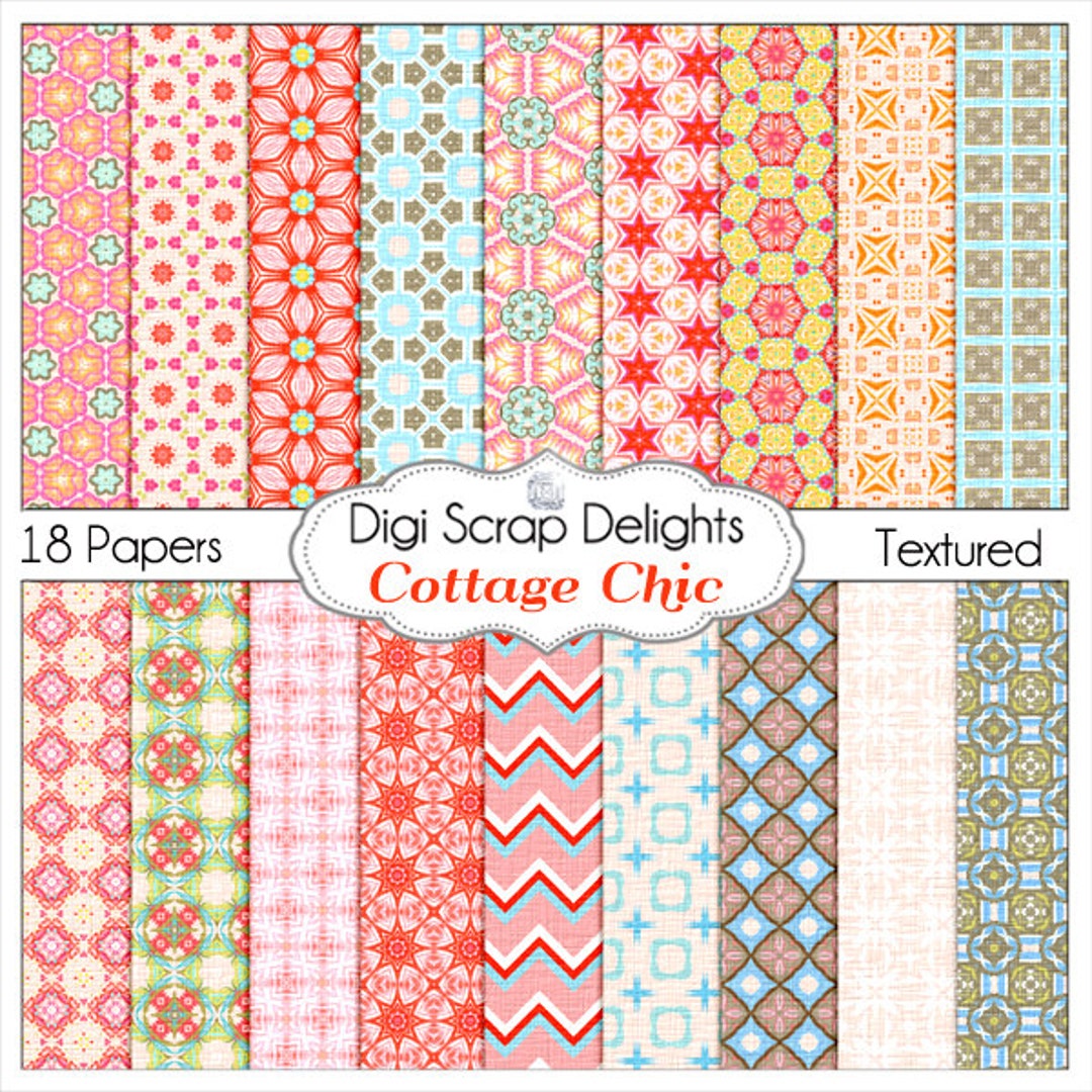 Cottage Chic Digital Scrapbook Paper, Instand Download, Crafts, Cards ...