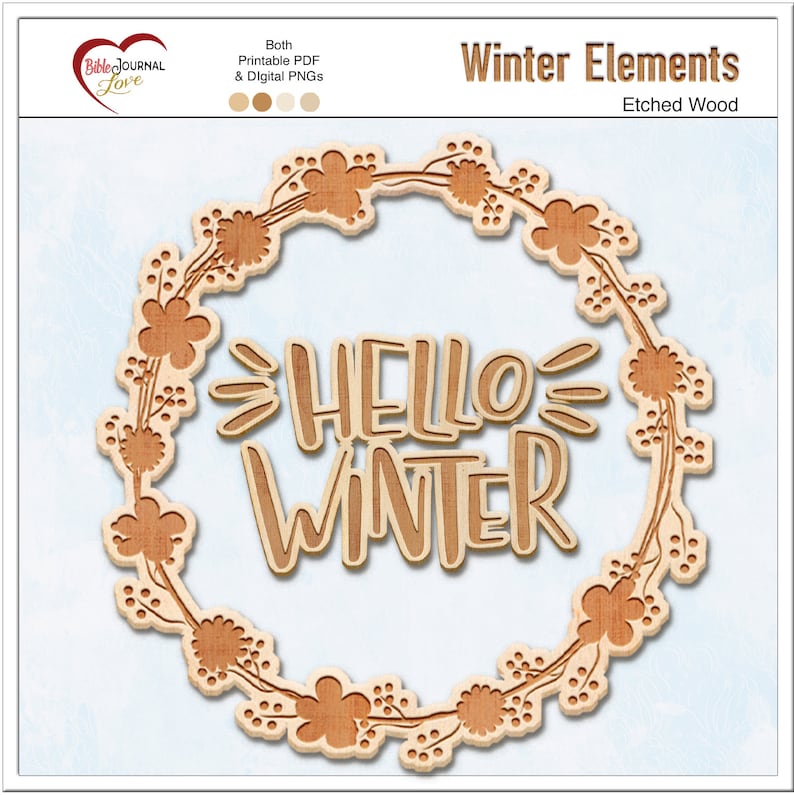 Winter Clip Art Elements Christmas Etched Wood Digital | Etsy