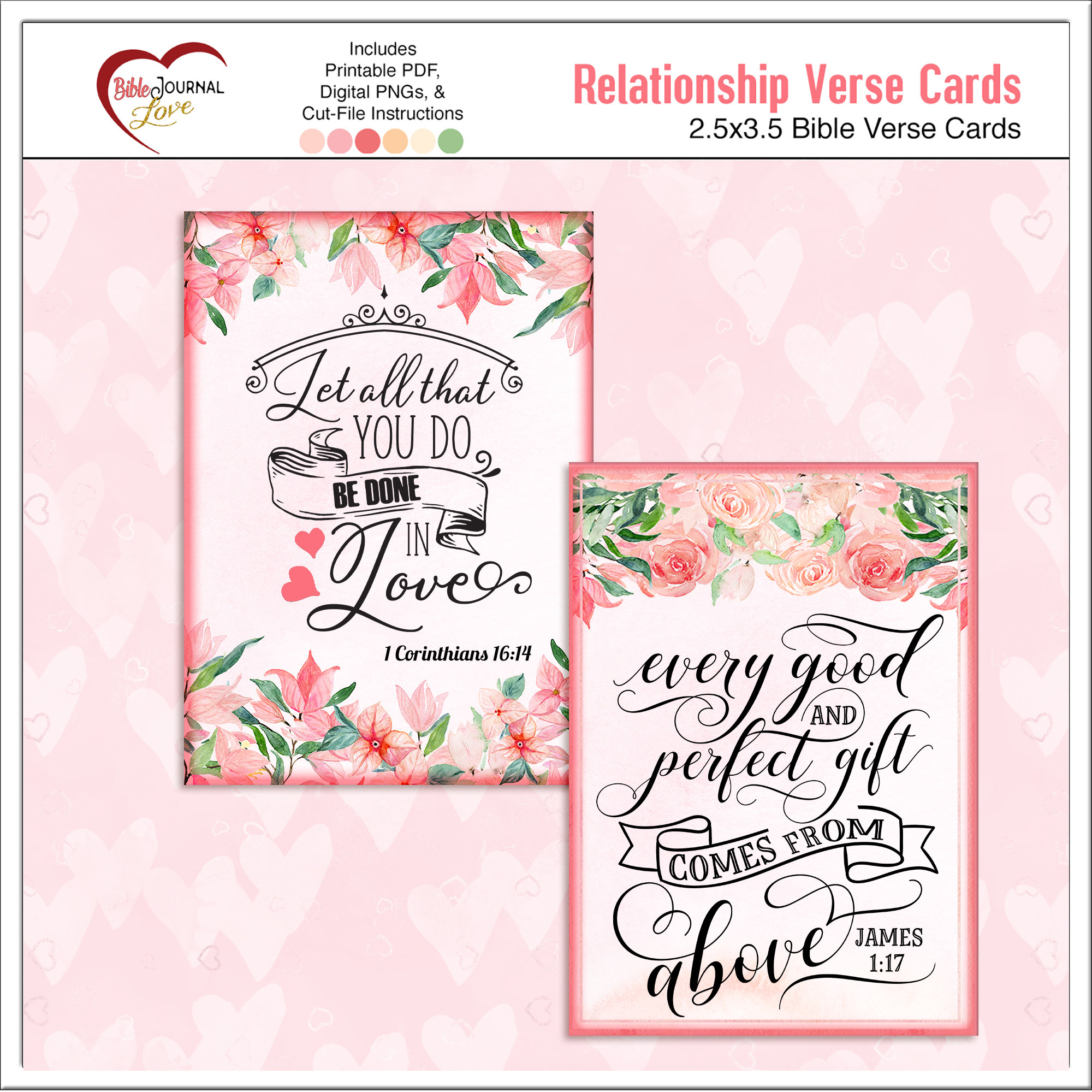 12 Bible Verse Watercolor Floral Cards for Bible Journaling | Etsy