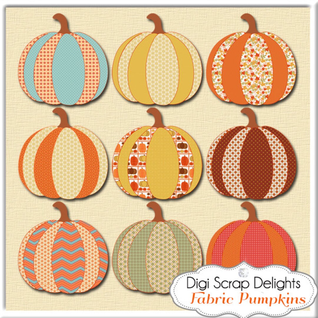 Fabric Pumpkins Clip Art, Pumpkin Patch,washi Tape, Scrapbook, Autumn ...