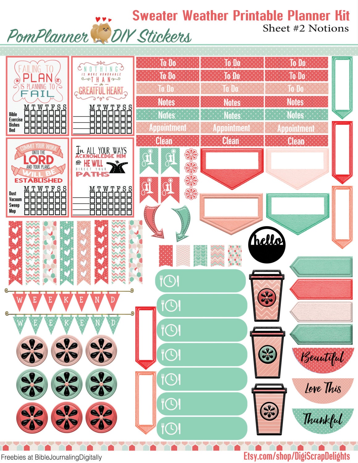 Planner Kit Stickers Sweater Weather Printable Planner Kit 5 - Etsy