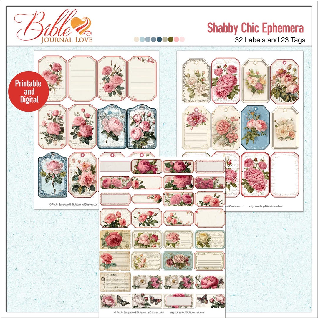 Shabby Chic Fussy Cut Ephemera Labels & Tags | Printable Junk Journal ...