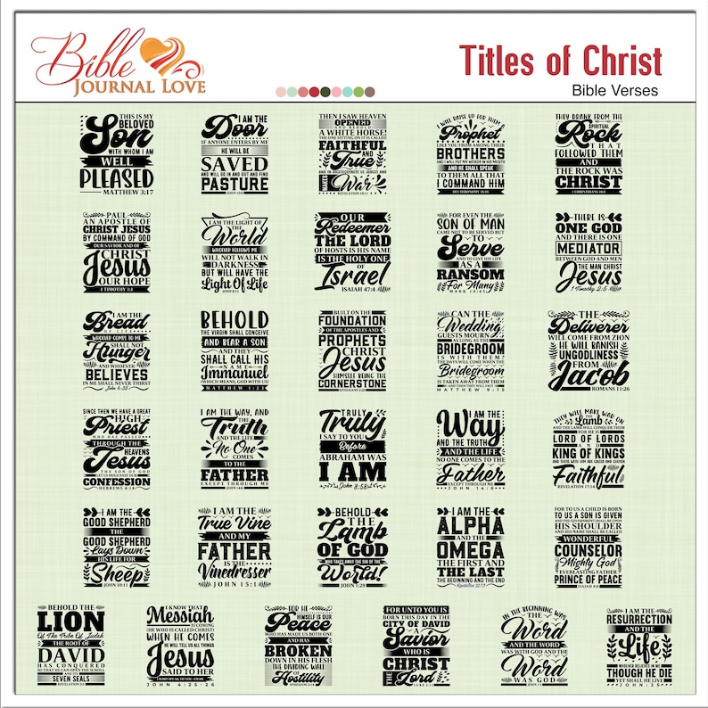 Titles of Christ Bible Journal Bundle: Nativity, Word Art (digital 'n ...